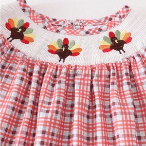 Dresses | Boutique Thanksgiving Turkey Embroidered Smocked Girls Short ...